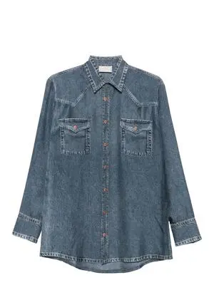 PIERRE-LOUIS MASCIA Denim Print Silk Shirt