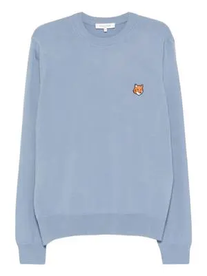 Maison Kitsuné Fox Head Wool Crewneck Jumper - Clear Blue