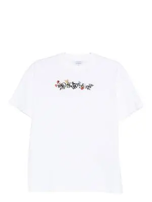 Off White Bookish Flowers Cotton T-shirt - White