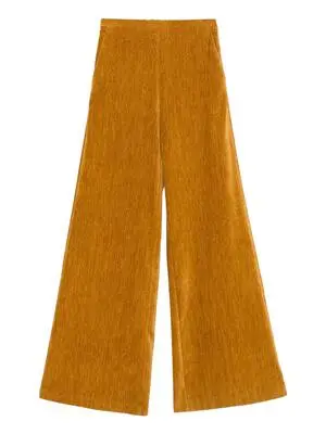 FORTE_FORTE Velvet High-waisted Trousers - Marrone Chiaro