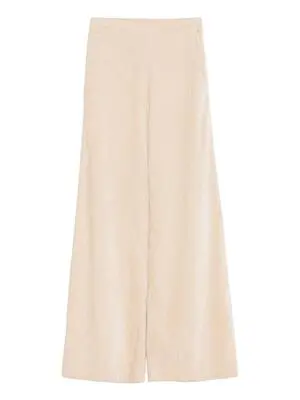 FORTE_FORTE Velvet High-waisted Trousers - Beige