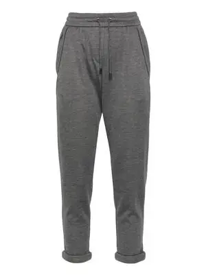 Brunello Cucinelli Cotton And Silk Blend Trousers - Grey