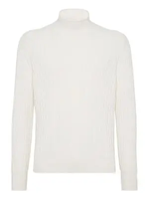 Brunello Cucinelli Cashmere Turtleneck Jumper - White