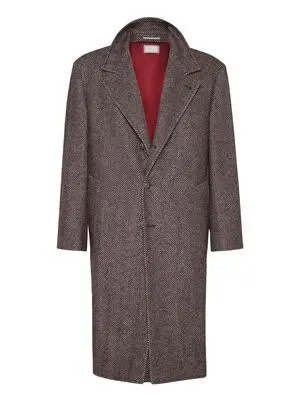 Brunello Cucinelli Cashmere And Silk Single Breasted Coat - Brown