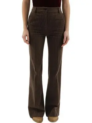 1989 STUDIO Striped Cotton Flared Pants - Brown