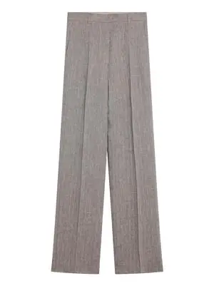Max Mara Straight Leg Linen Trousers - Blue