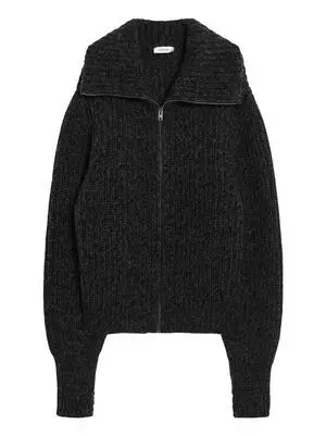 LEMAIRE Alpaca Blend Zip Cardigan - Black