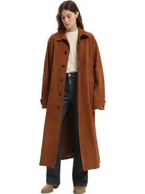 1989 STUDIO Corduroy Leather Mackintosh Coat - Brown