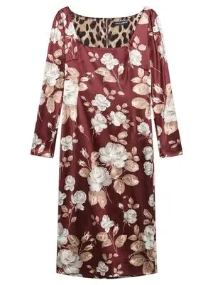 Dolce & Gabbana Floral Print Satin Dress - Pink