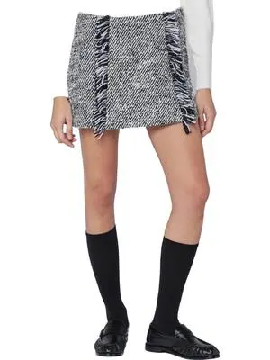 DURAZZI MILANO Patterned Wool-blend Mini Skirt - Black