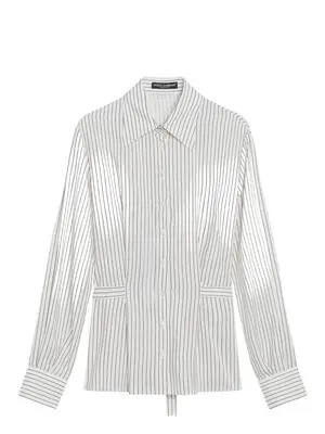 Dolce & Gabbana Pinstriped Cotton And Silk Shirt - White