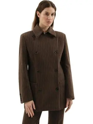 1989 STUDIO Double-breasted Striped Cotton Blazer - Brown