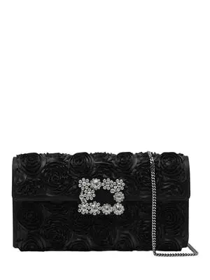 ROGER VIVIER Flower Clutch With Jeweled Buckle - Black