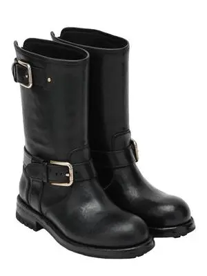 Dolce & Gabbana Leather Boot With Buckles - Black