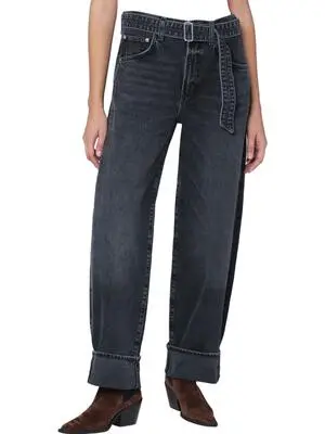 AGOLDE Tapered Jeans With Belt - Black