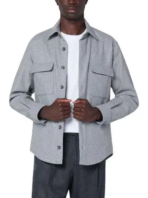 XACUS Wool Blend Overshirt Jacket - Light Blue
