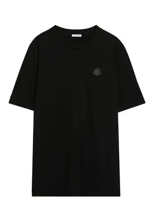 Moncler Cotton T Shirt With Logo Patch - Black