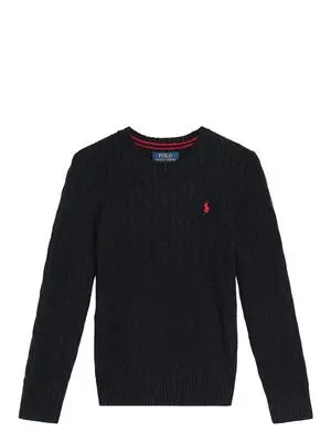 Ralph Lauren Cable Knit Crewneck Sweater - Black