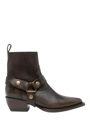 GOLDEN GOOSE Debbie Leather Boots - Marrone Scuro