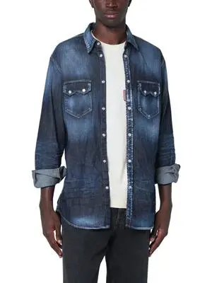 Dsquared2 Dan Shirt In Washed Denim - Blue