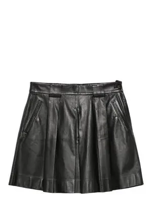 Emporio Armani Leather A-line Skirt - Black