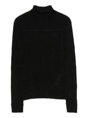 Emporio Armani Ribbed Knit Turtleneck Sweater - Black