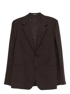 Emporio Armani Linen Single-breasted Jacket - Brown