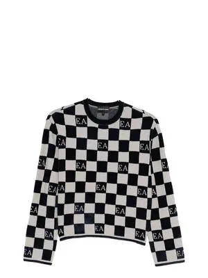 EMPORIO ARMANI Check Pattern Crewneck Sweater