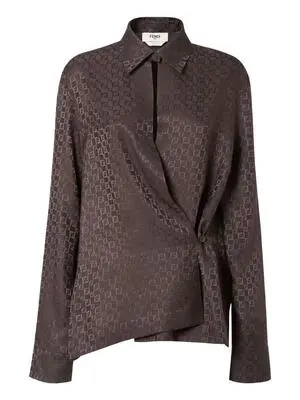 Fendi Ff Jacquard Silk Shirt - Marrone Scuro