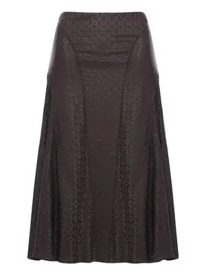 Fendi Ff Jacquard Silk Midi Skirt - Marrone Scuro