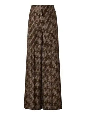 Fendi Ff Silk Trousers - Brown