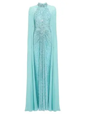 Jenny Packham Thea Embellished Maxi Dress - Light Turquoise