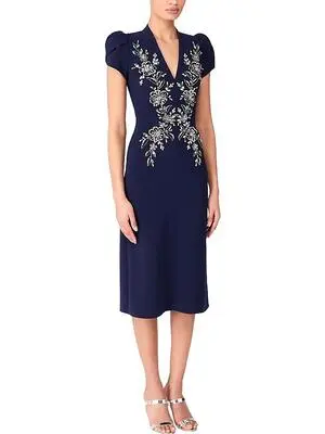 Jenny Packham Freya Embroidered Midi Dress - Midnight Kiss