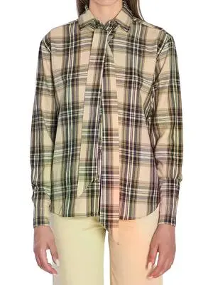 Saint Laurent Lavallière Cassandre Long-sleeve Shirt - Neutrals