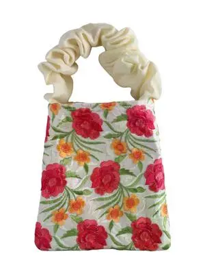 ELISE Floral-embroidered Tote Bag - White