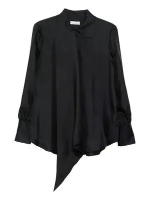 ARCHIVIO '67 Asymmetric-hem Silk Blouse - Black