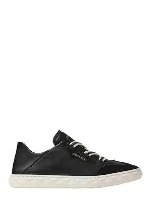 JIMMY CHOO Leather Lace-up Sneakers - Black