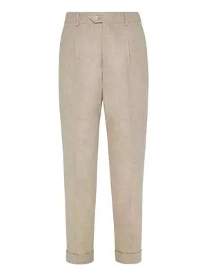 Brunello Cucinelli Pleated Cuffed Trousers - Neutrals