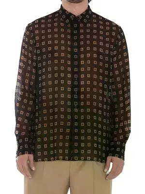 Saint Laurent Geometric-pattern Shirt - Brown