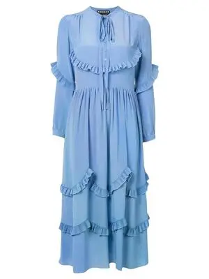 Rochas Ruffle Trim Midi Dress - Blue