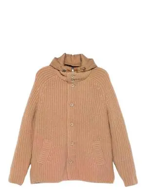 Herno Hooded Ribbed-knit Jacket - Neutrals