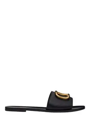 VALENTINO Calfskin Point Vlogo Signature Slide Sandal