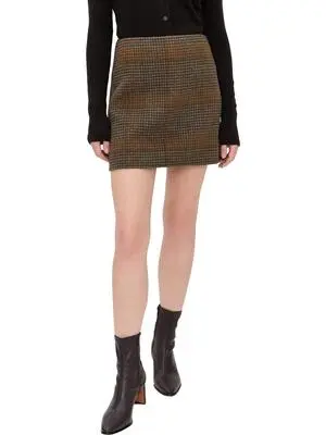 Theory Plaid Mini Skirt - Brass Multi