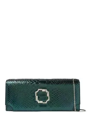 MALONE SOULIERS Viven Crocodile-embossed Clutch - Green