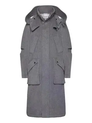 Thom Browne Cashmere Waterproof Hooded Parka - Grey