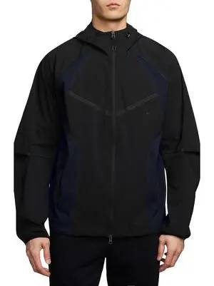 Nike Tech Dri-fit Woven Oversized Hooded Stretch Nylon Zip Jacket - Black/obsidian