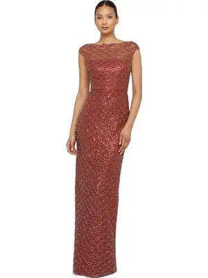 THEIA Aura Beaded Column Gown