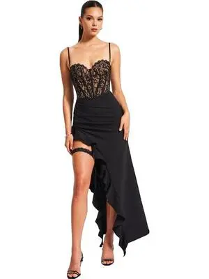 MISS CIRCLE Junia Lace Corset Maxi Gown - Black/ Pink/ White