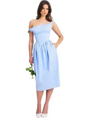 MISS CIRCLE Reina Drop Waist Corset Midi Dress - Blue