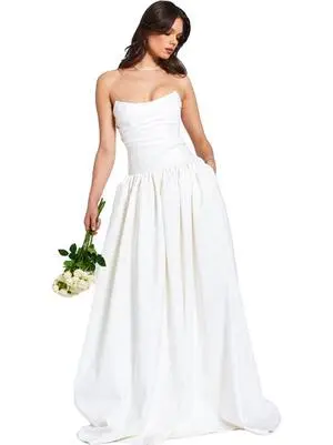 MISS CIRCLE Drop Waist Bridal Gown - White
